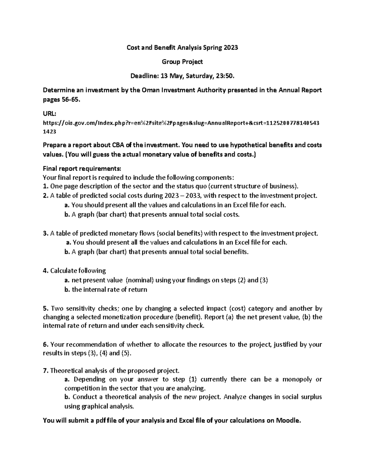 Final Project Outline spring 23 - Cost and Benefit Analysis Spring 2023 ...
