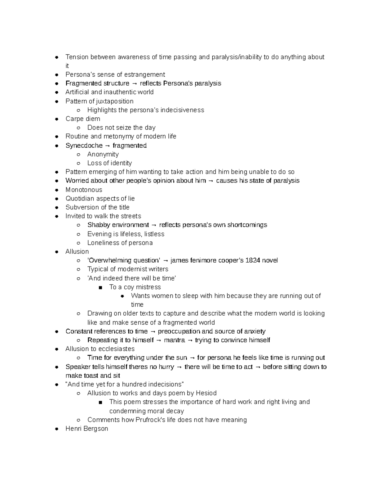 The Love Song of J. Alfred Prufrock in detail notes and analysis ...