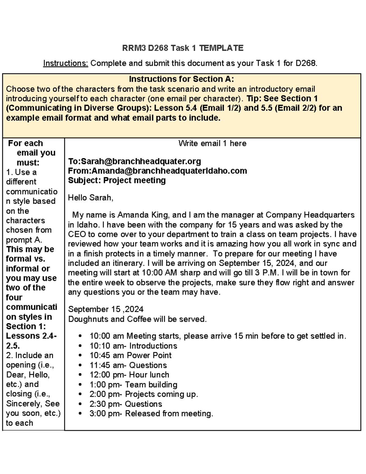 RRM3 D268 Task 1 - Instructions for Section A: Choose two of the ...