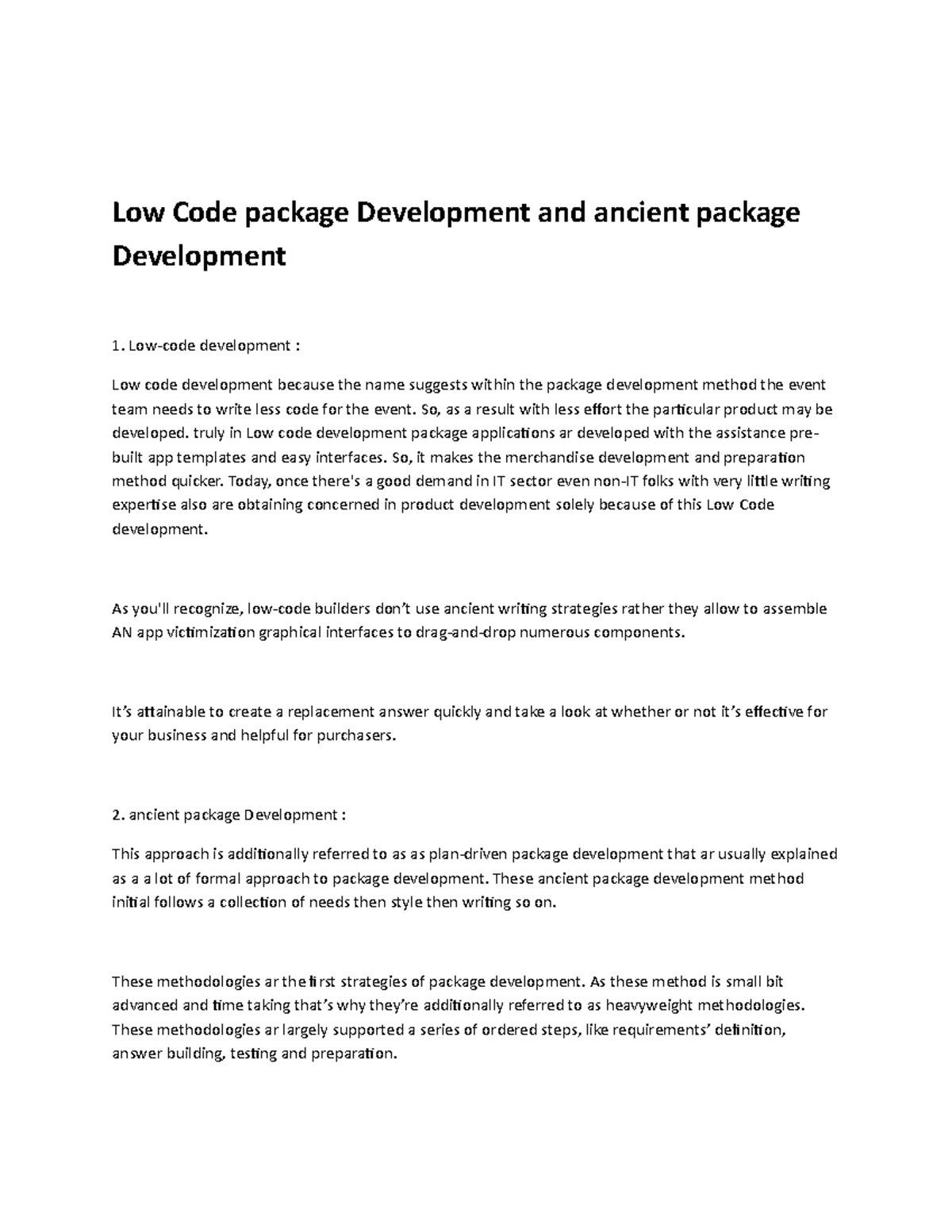 Low Code package Development and ancient package Development - Low Code ...
