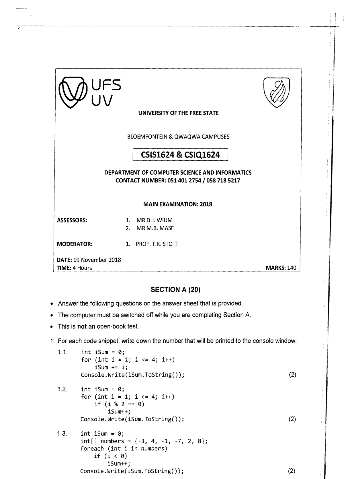 321Z3CY 0016NK2RY0017Q1 - UFS UV UNIVERSITY OF THE FREE STATE ...