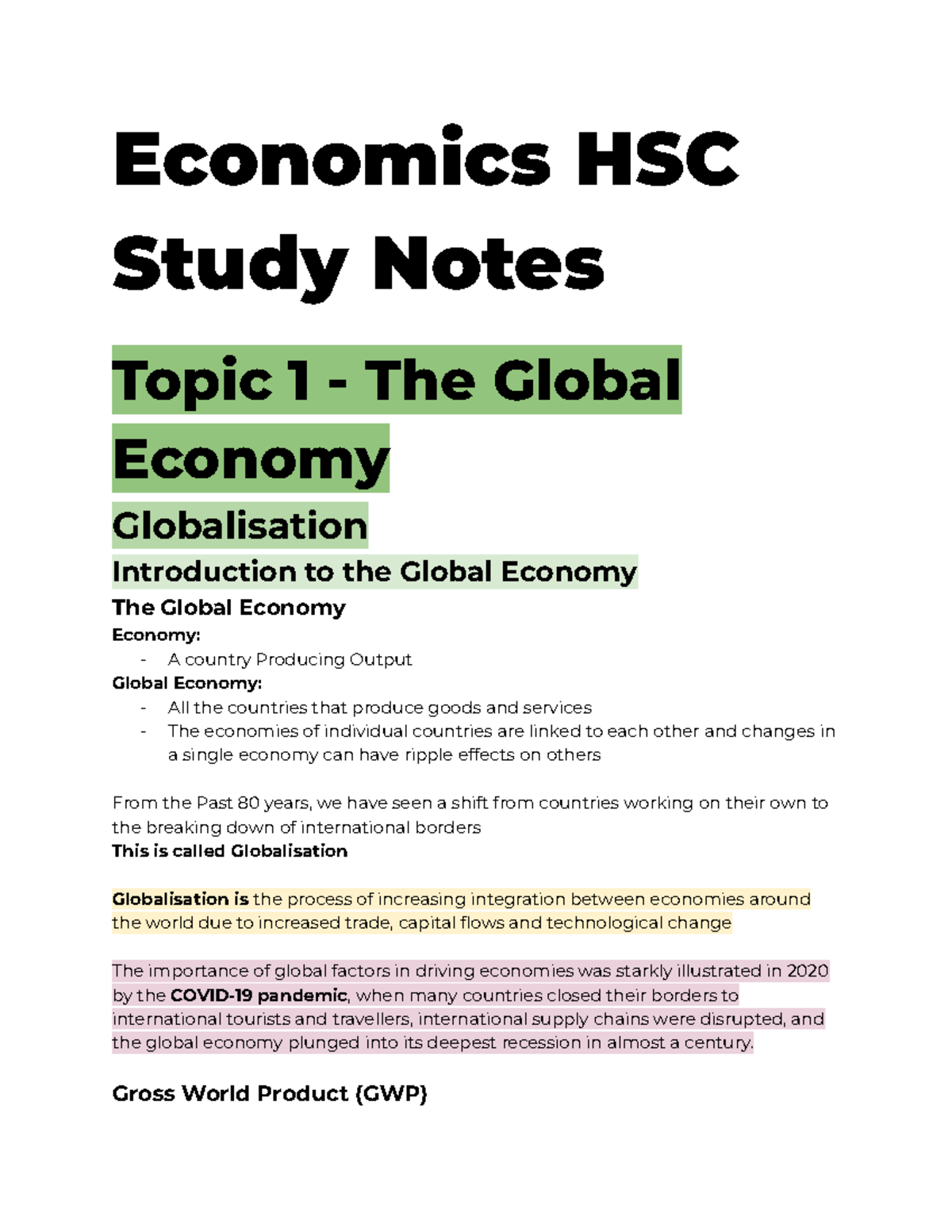 Andrew's Economics HSC Study Notes - Economics HSC Study Notes Topic 1 ...