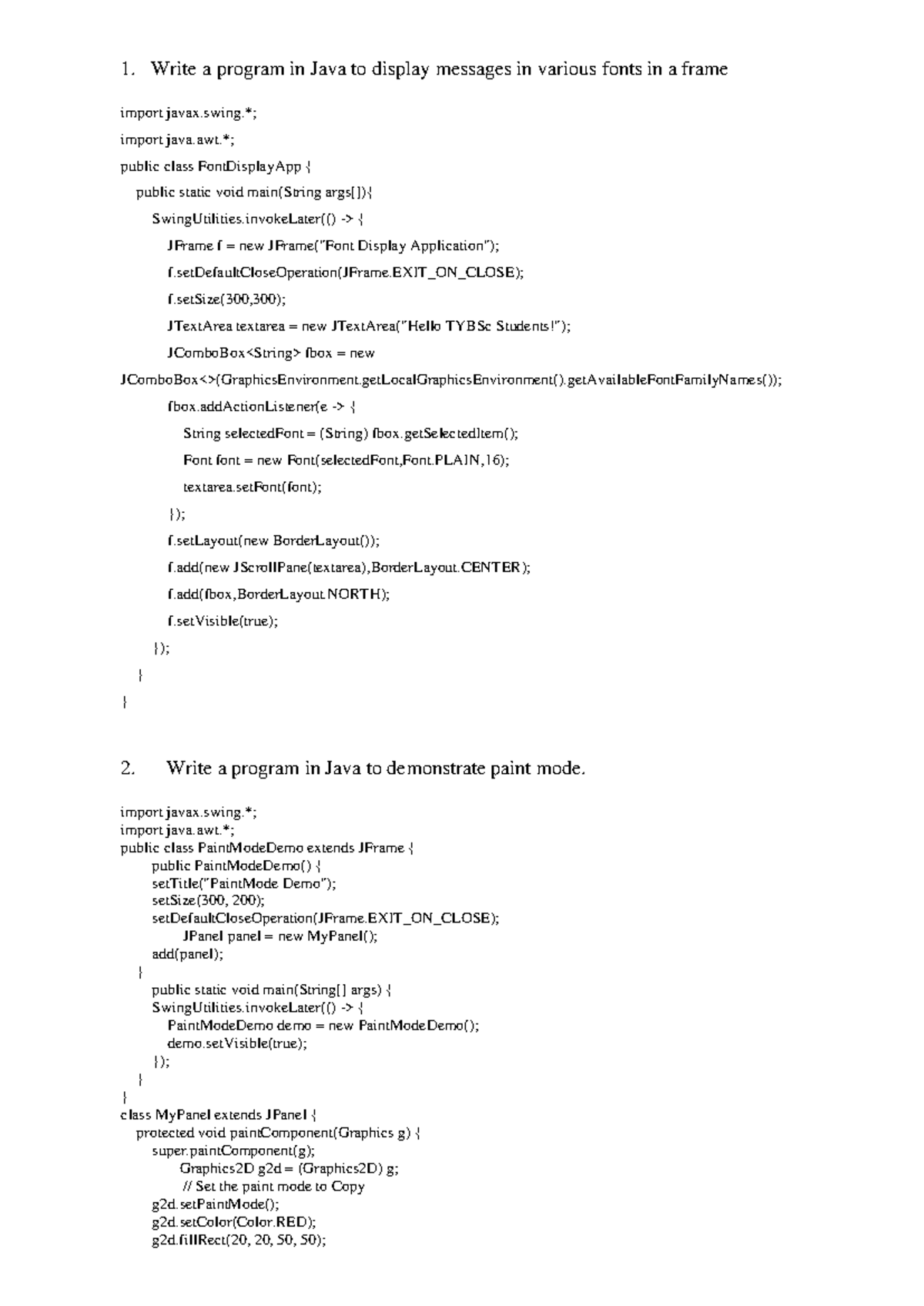 Javaprograms - Java programs. - 1. Write a program in Java to display ...