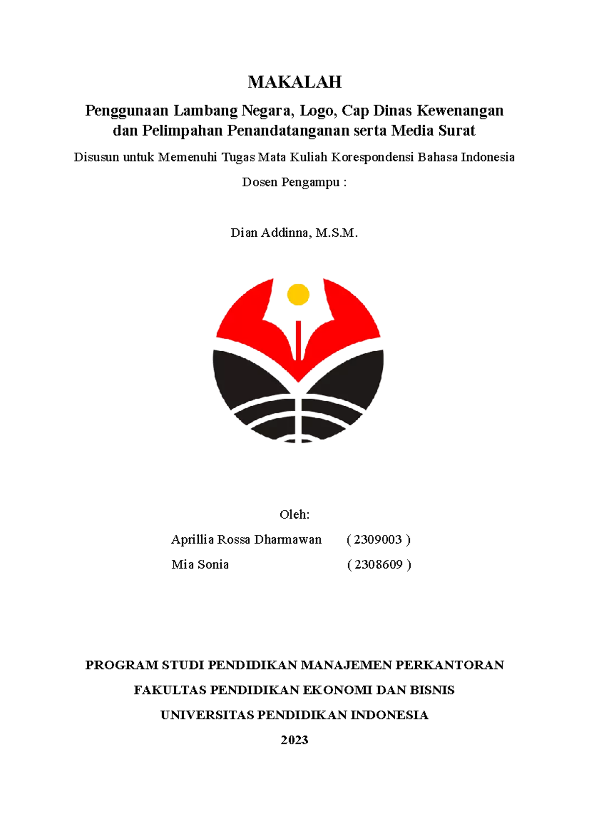 Lambang Negara, Logo, Cap Dinas - S. Oleh: Aprillia Rossa Dharmawan ...