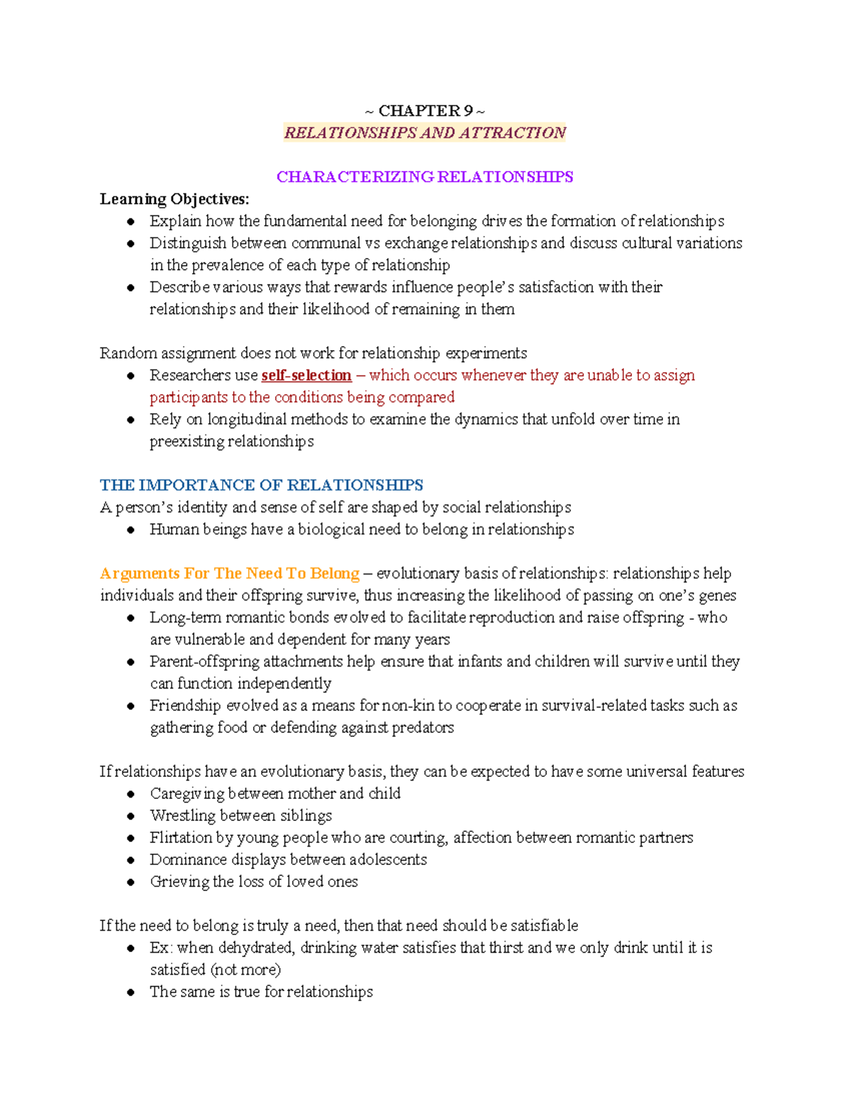 Chapter 9 - Textbook Note Summary - ~ CHAPTER 9 ~ RELATIONSHIPS AND ...