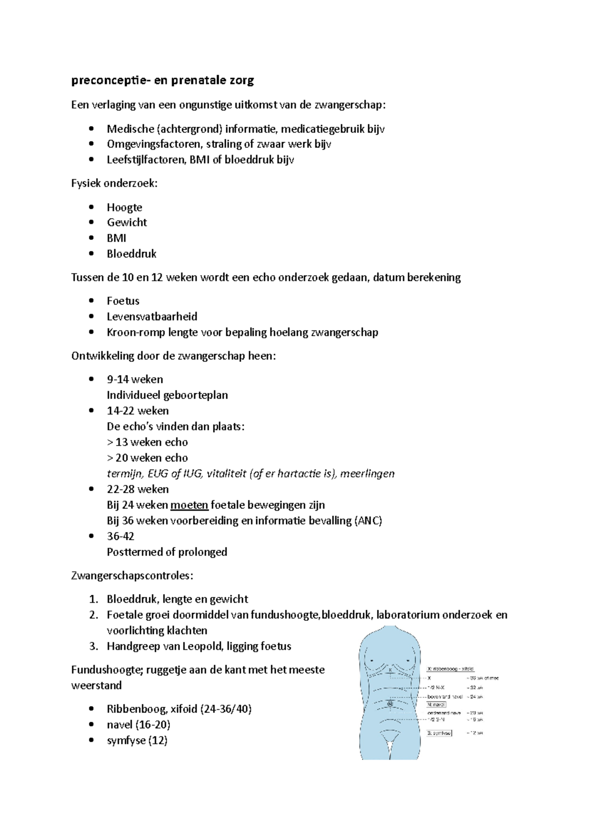 Deeltoets 1 - Jaar 1 Blok 1 - preconceptie- en prenatale zorg Een ...