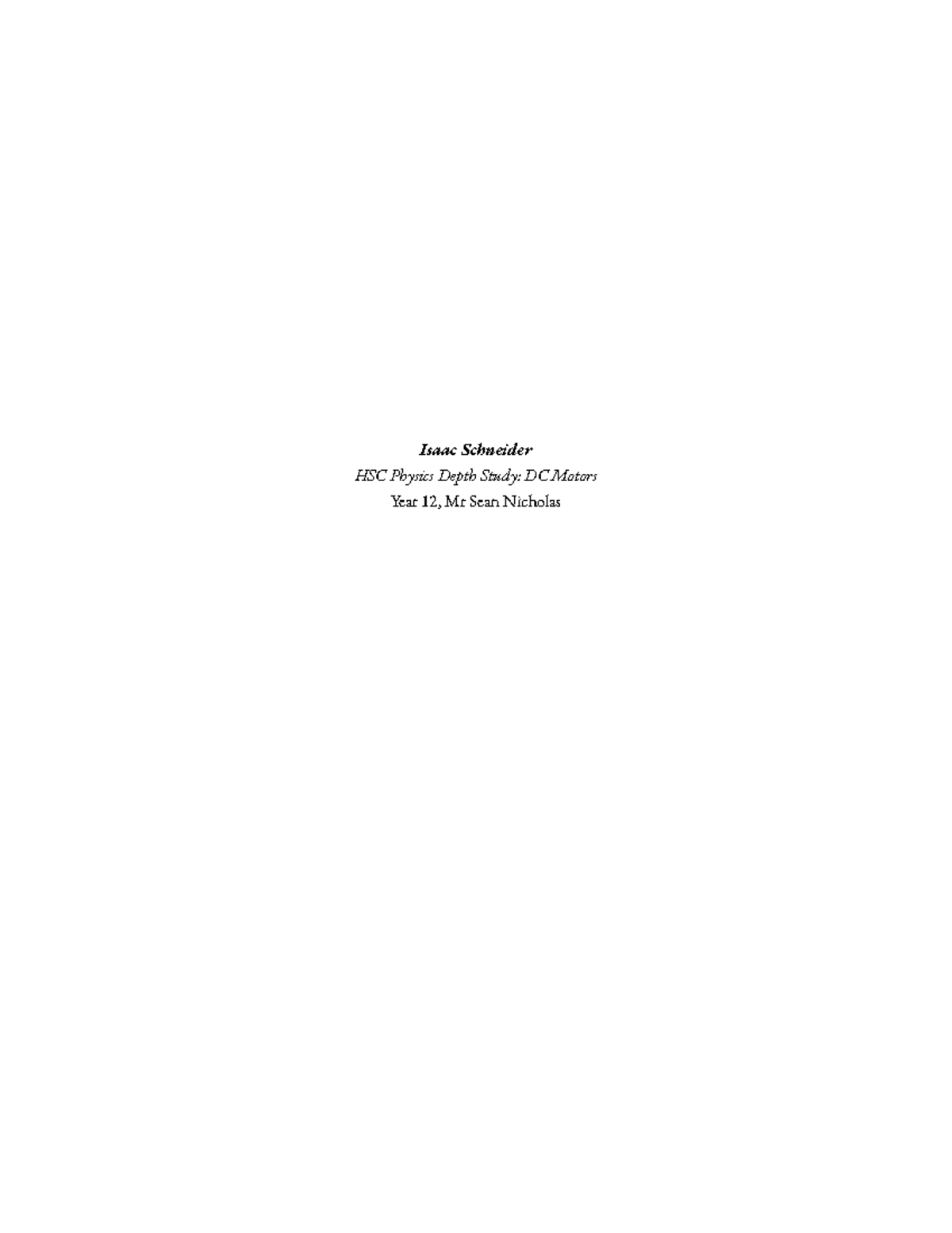 Physics Depth Study DC Motor - Isaac Schneider HSC Physics Depth Study ...