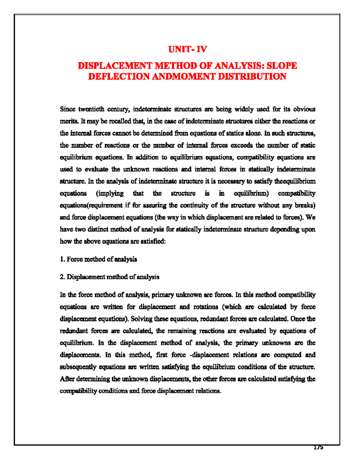 Displacement Method OF Analysis - Design of Structures - Studocu