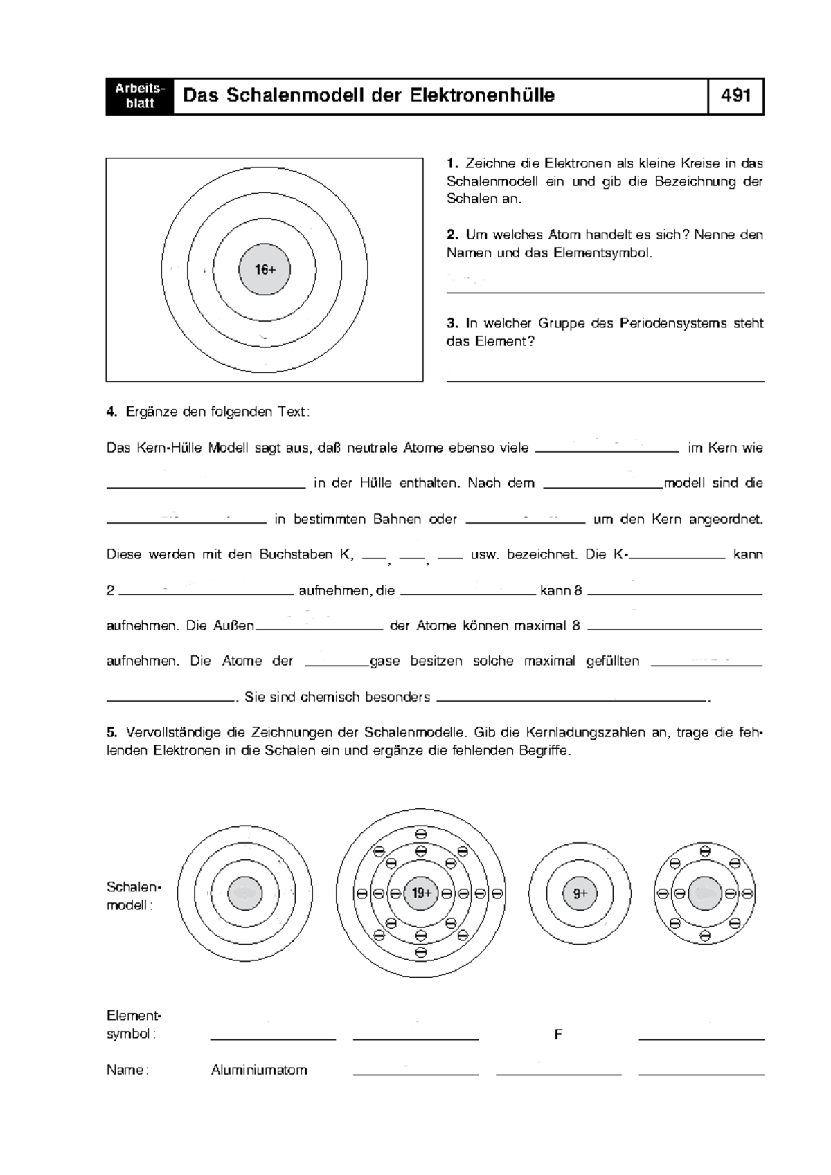 Chemiii - ghbhn - Zeichne die Elektronen als kleine Kreise in das ...