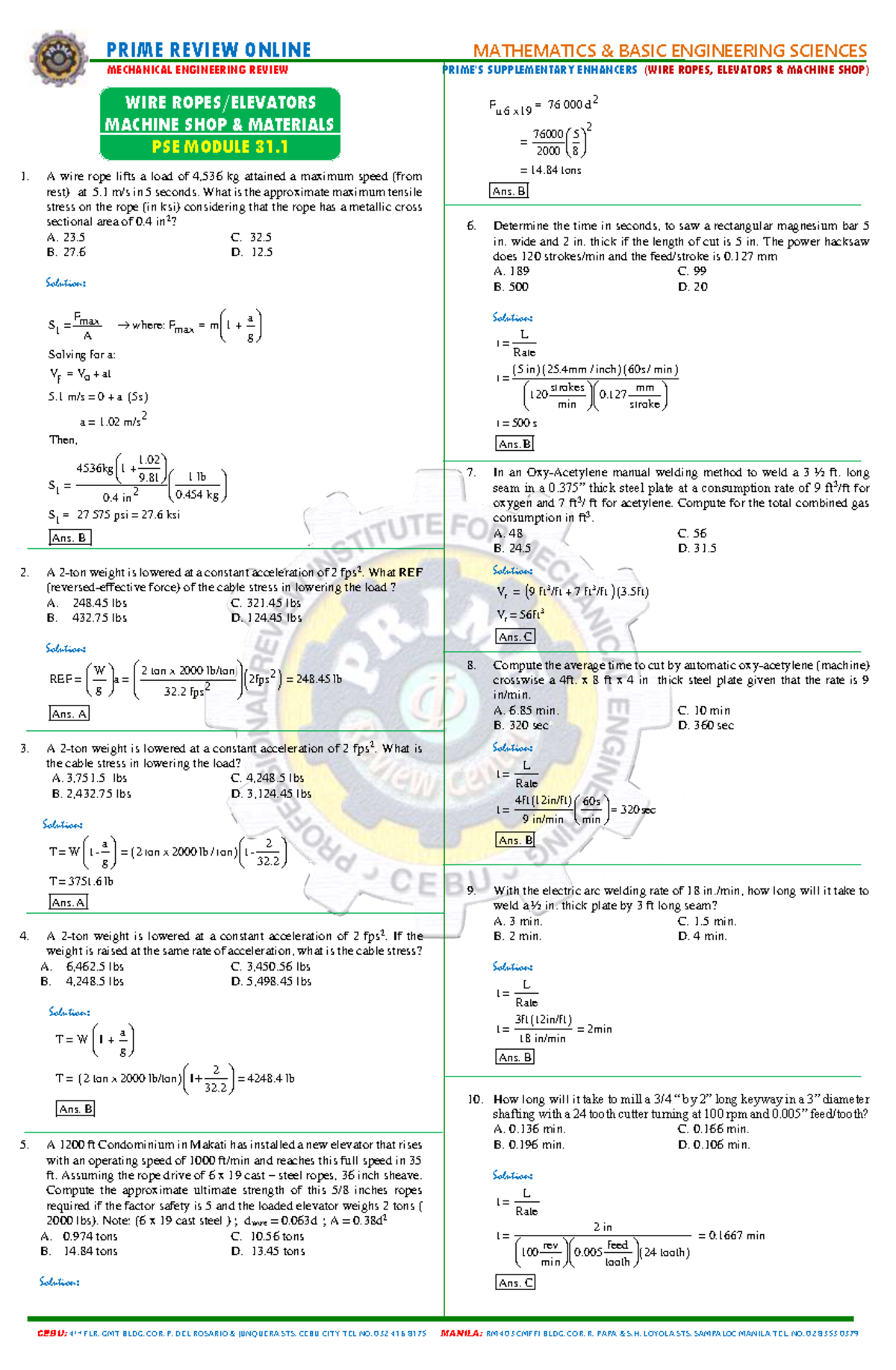PSE Module 30 - MECHANICAL ENGINEERING REVIEW PRIME’S SUPPLEMENTARY ...