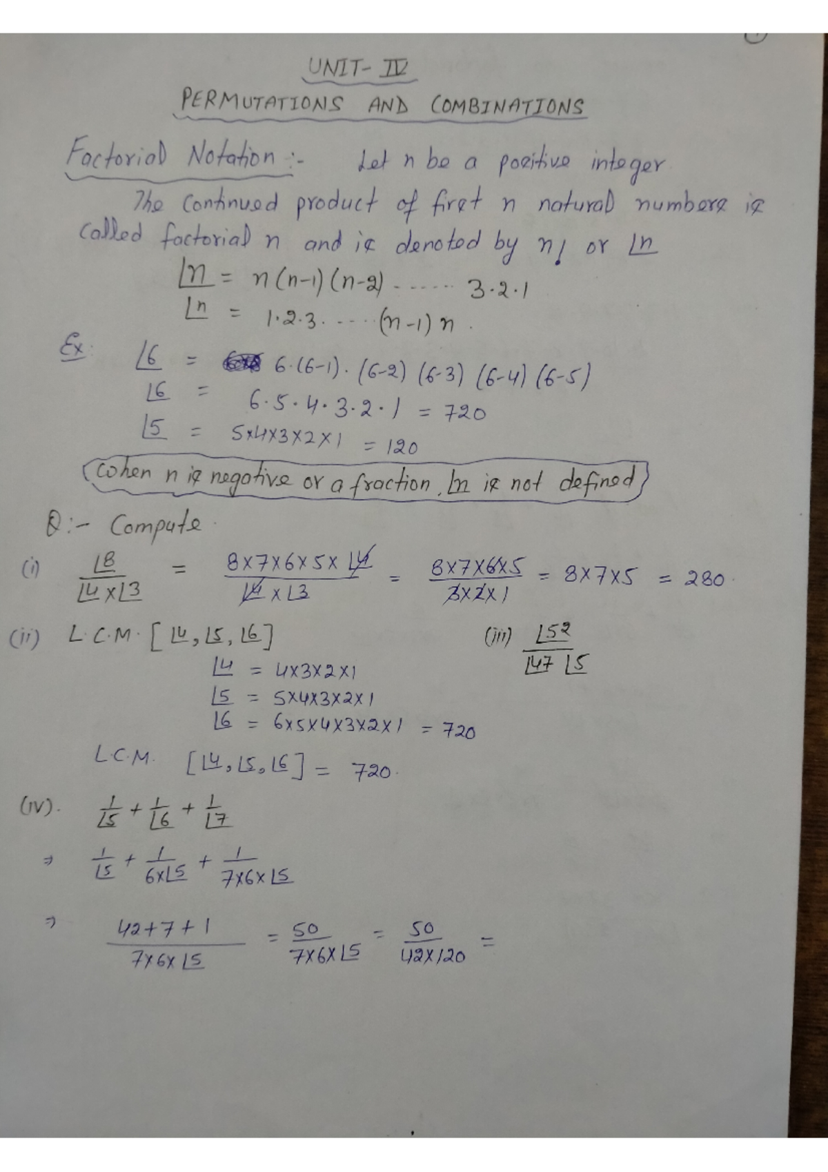 Permutation and combination - Bachleors of computer applications - Studocu