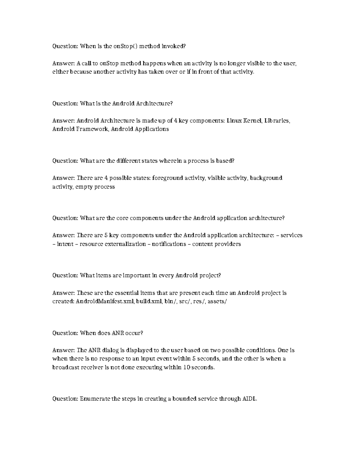 Stiffneck aeolodicon tollways - Question: When is the onStop() method ...