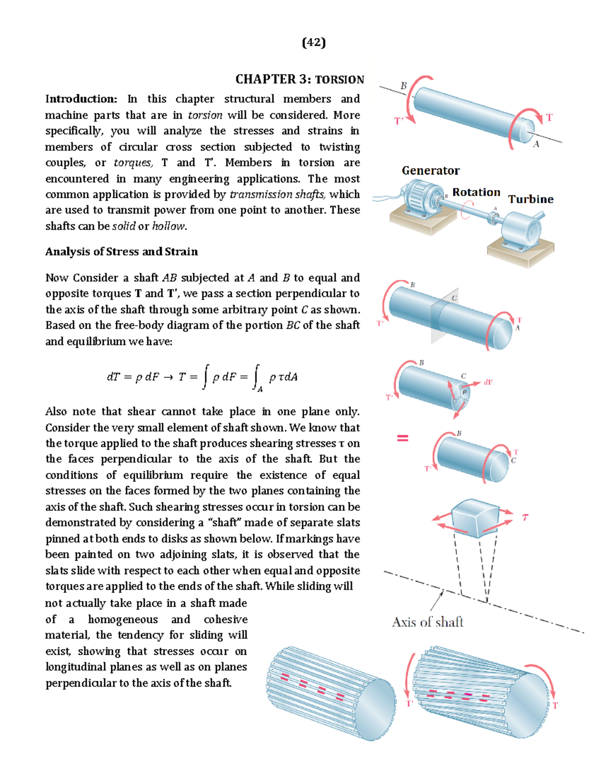Chapter 3 - mechanic - CHAPTER 3: TORSION Introduction: In this chapter structural members and ...