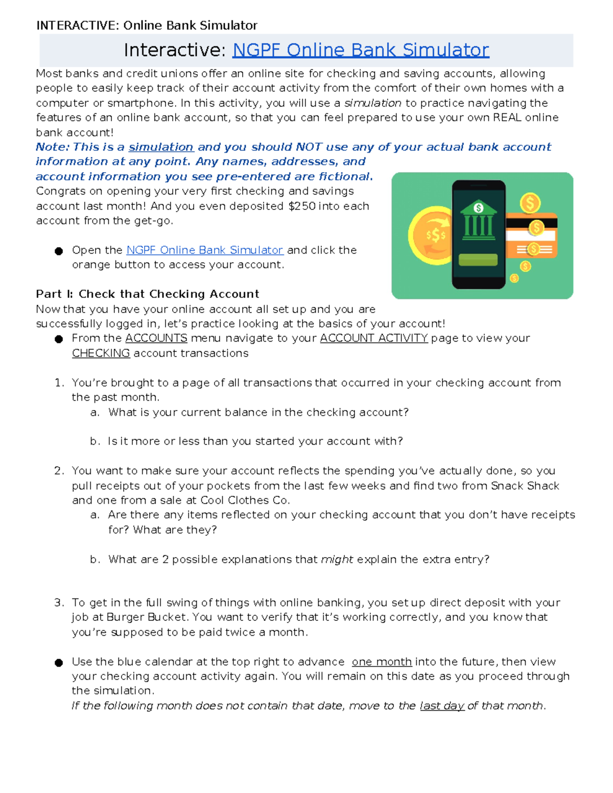 Interactive Online Bank Simulator - INTERACTIVE: Online Bank Simulator ...