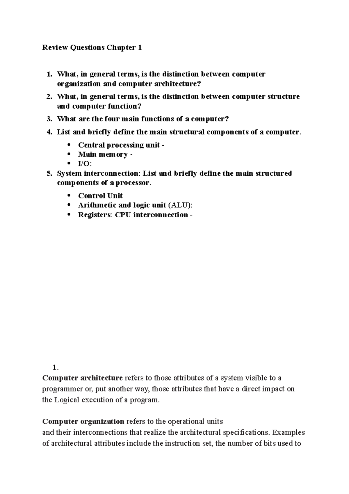 Review questions chapter 1 - Review Questions Chapter 1 1. What, in ...