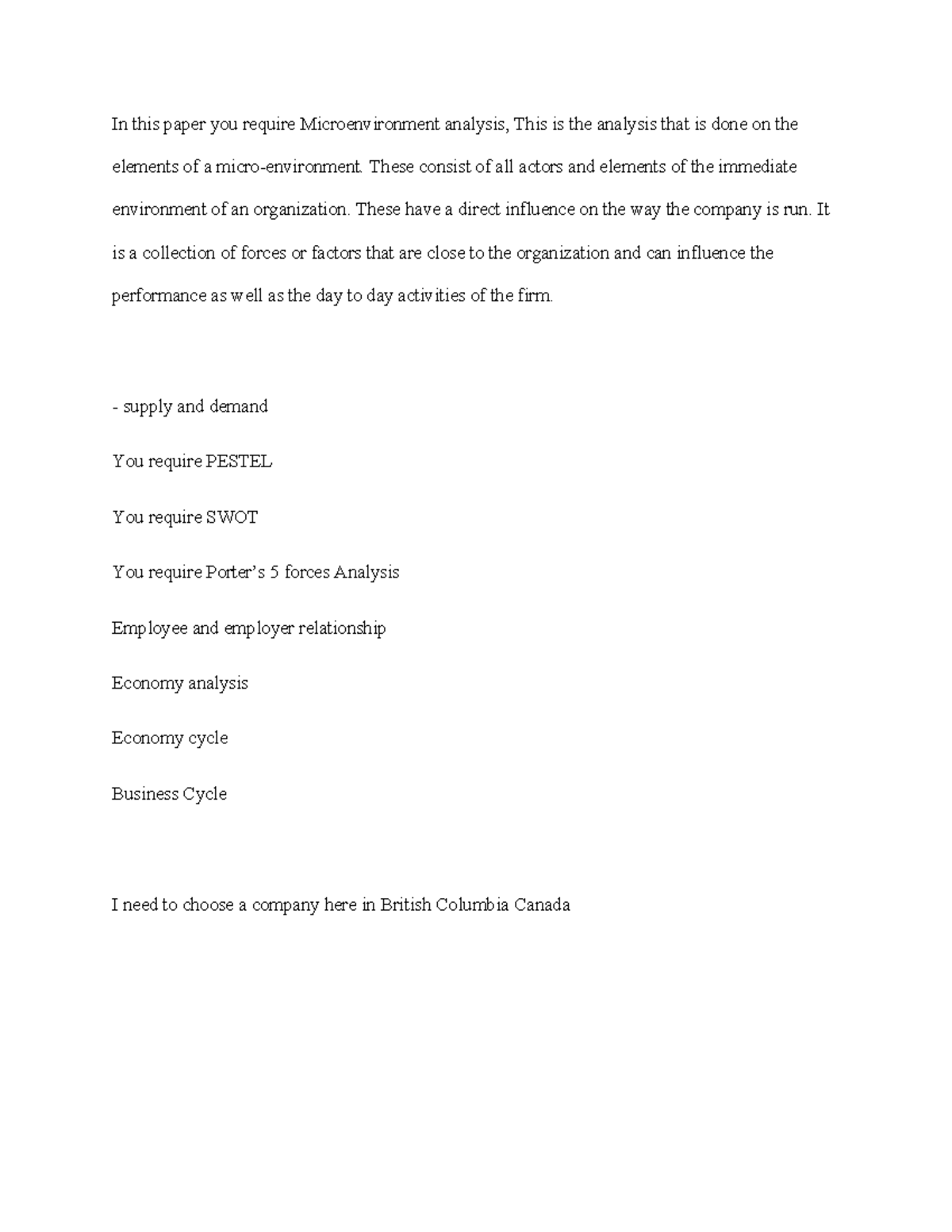 Microenvironment analysis - These consist of all actors and elements of ...