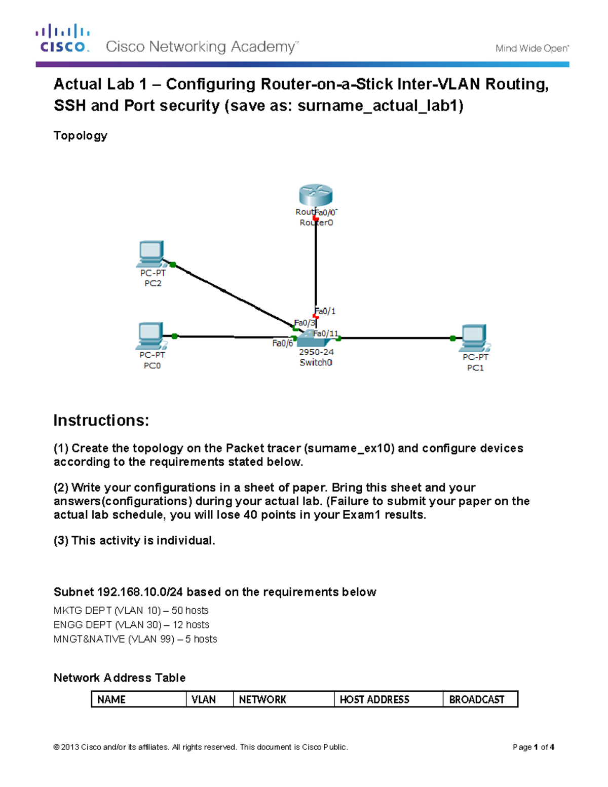Actual lab1 IT185-8L - tyawa - Actual Lab 1 – Configuring Router-on-a ...