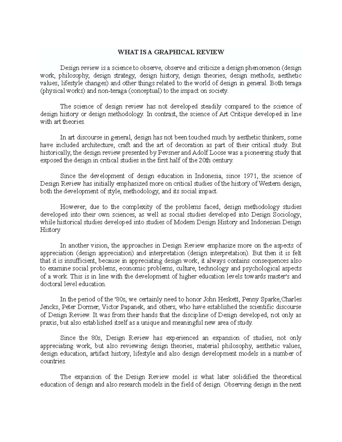 Graphical Review 1 - WHAT IS A GRAPHICAL REVIEW Design review is a ...