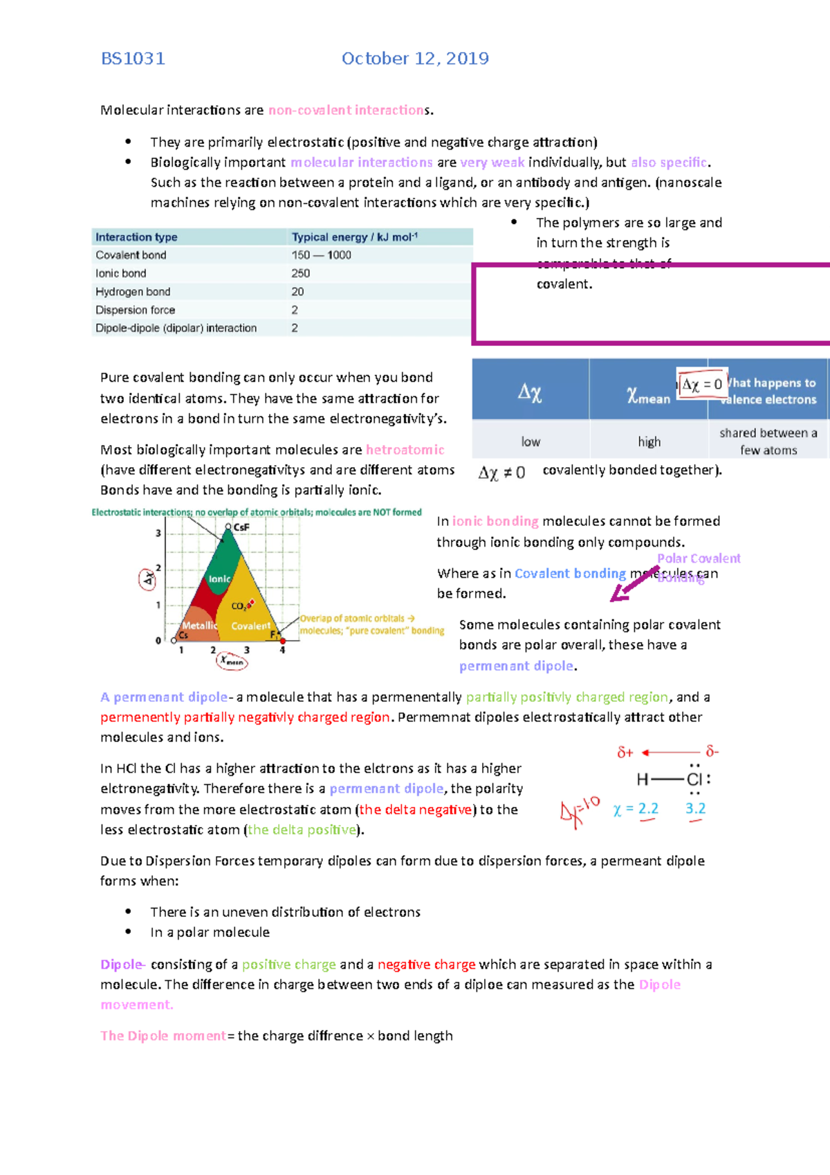 Molecular interactions Online Lecture - Molecular interactions are non ...