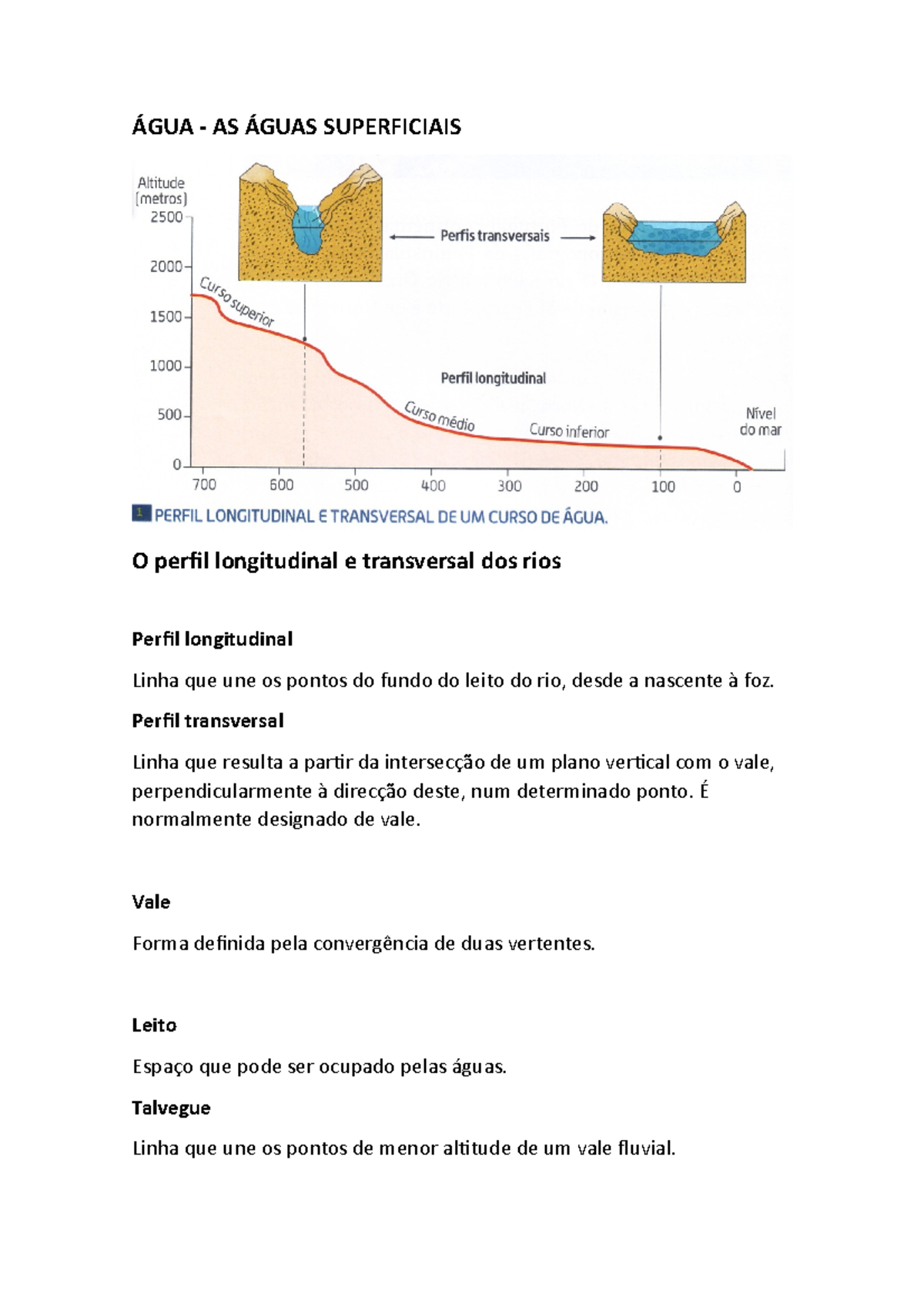 ÁGUA - NOTES - ÁGUA - AS ÁGUAS SUPERFICIAIS O perfil longitudinal e ...