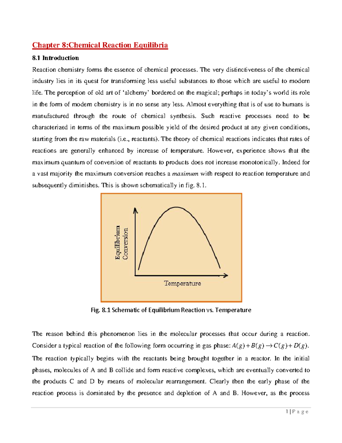 Chapter-8 - Chapter 8:Chemical Reaction Equilibria 8 Introduction ...
