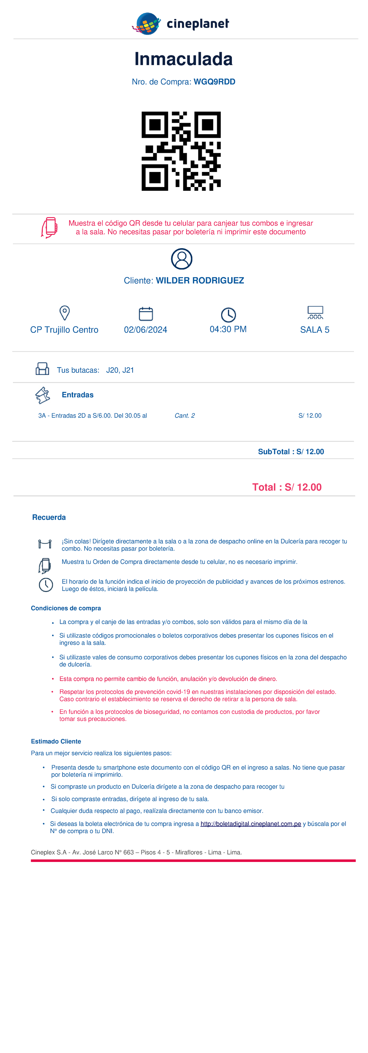 Comprobante (20) - Hgjj - Inmaculada Muestra el código QR desde tu ...