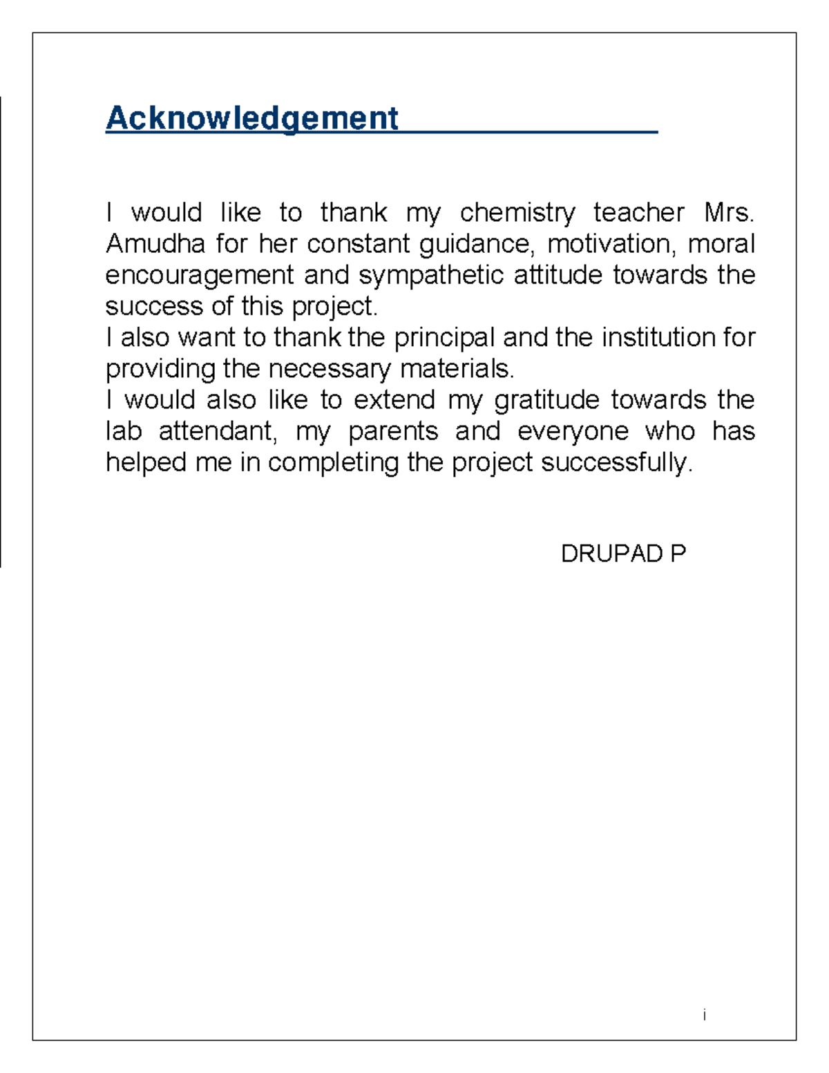 Investigatory Project On LDR - i Acknowledgement I would like to thank ...