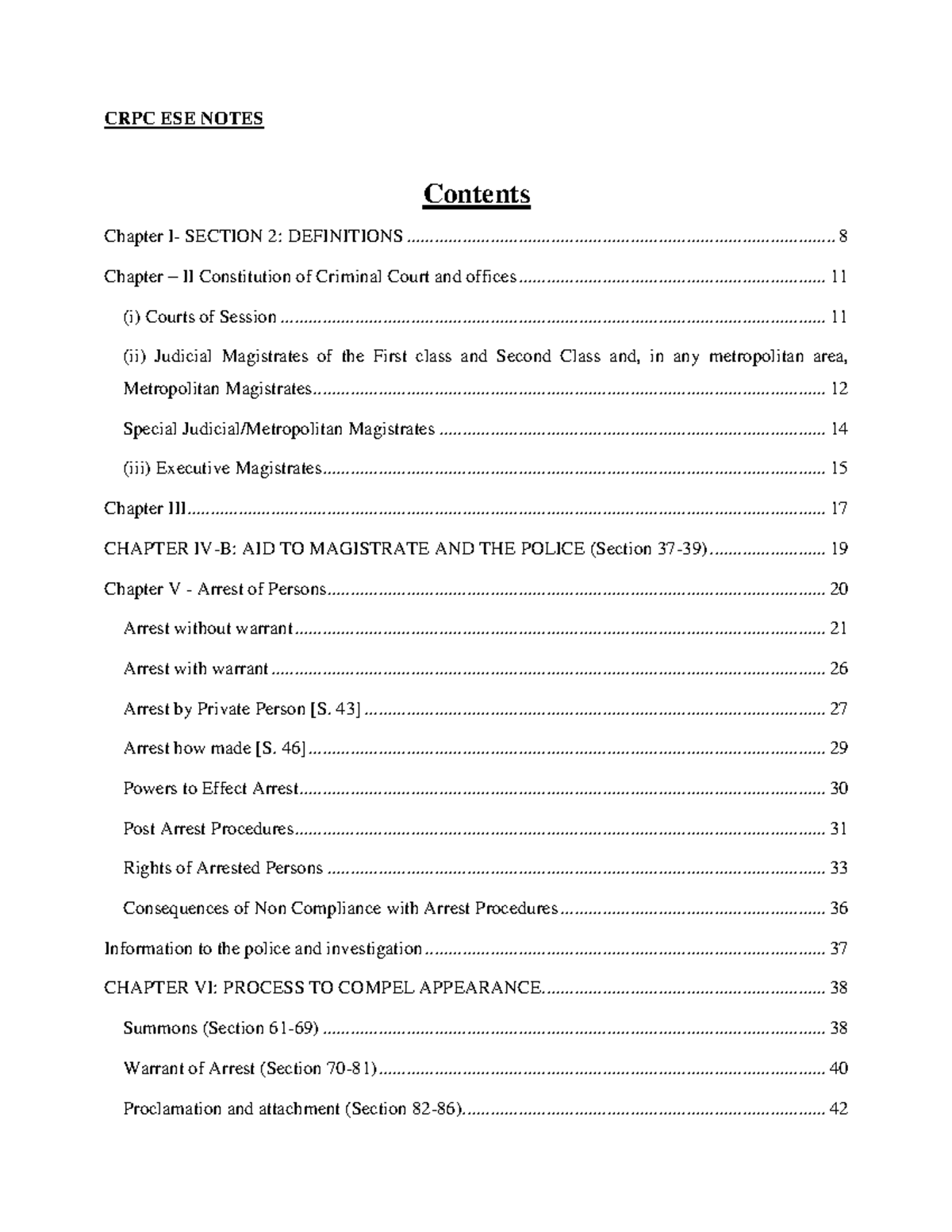 Crpc notes end sem - CRPC ESE NOTES Chapter I- SECTION 2: DEFINITIONS ...
