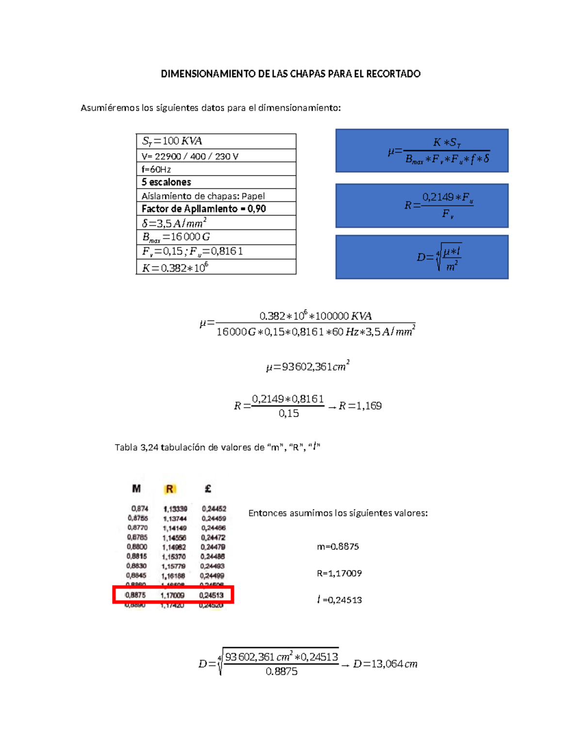 Dimensionamiento DE LAS Chapas PARA EL Recortado - DIMENSIONAMIENTO DE LAS CHAPAS PARA EL ...