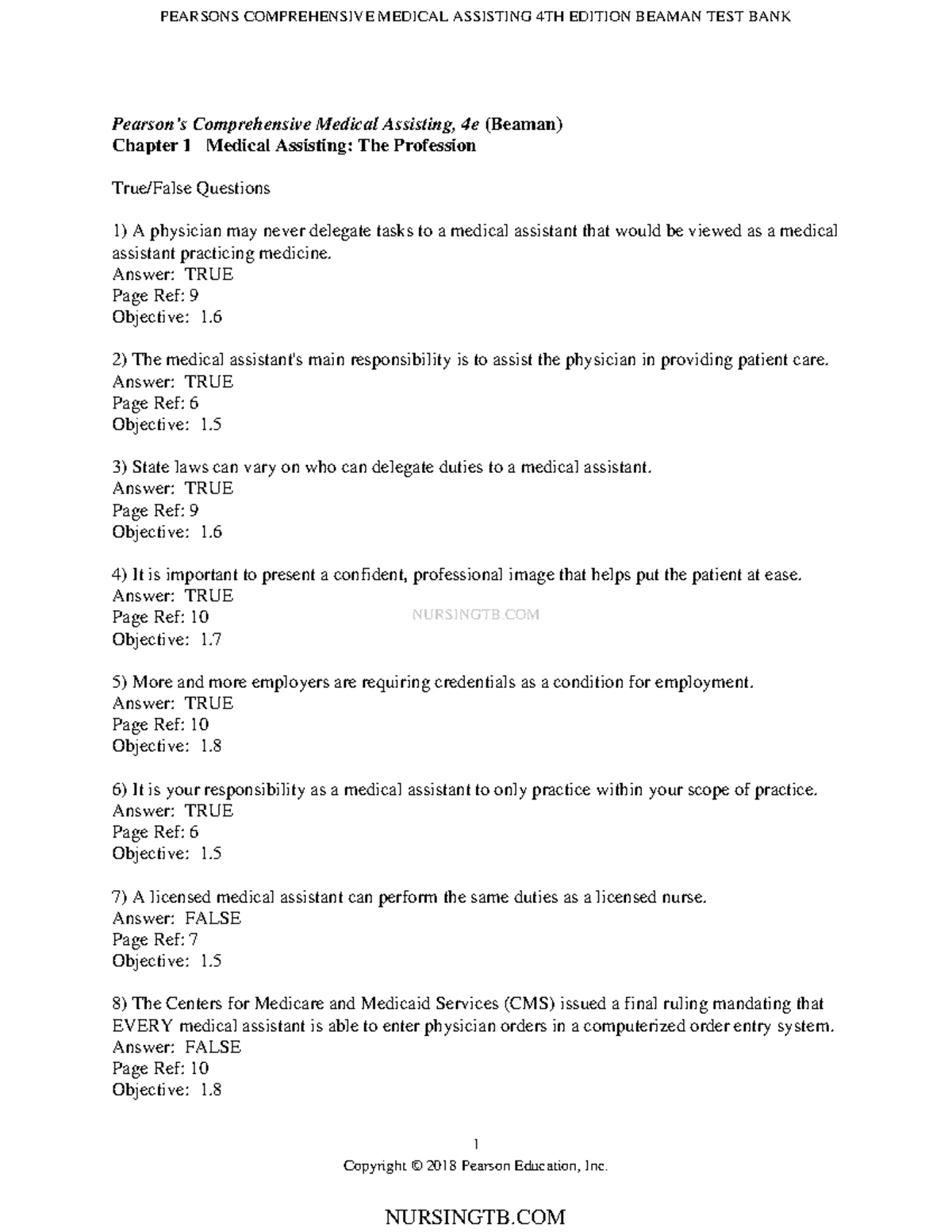 Chapter 1 - Practice Qs - 1 Copyright © 2018 Pearson Education, Inc ...