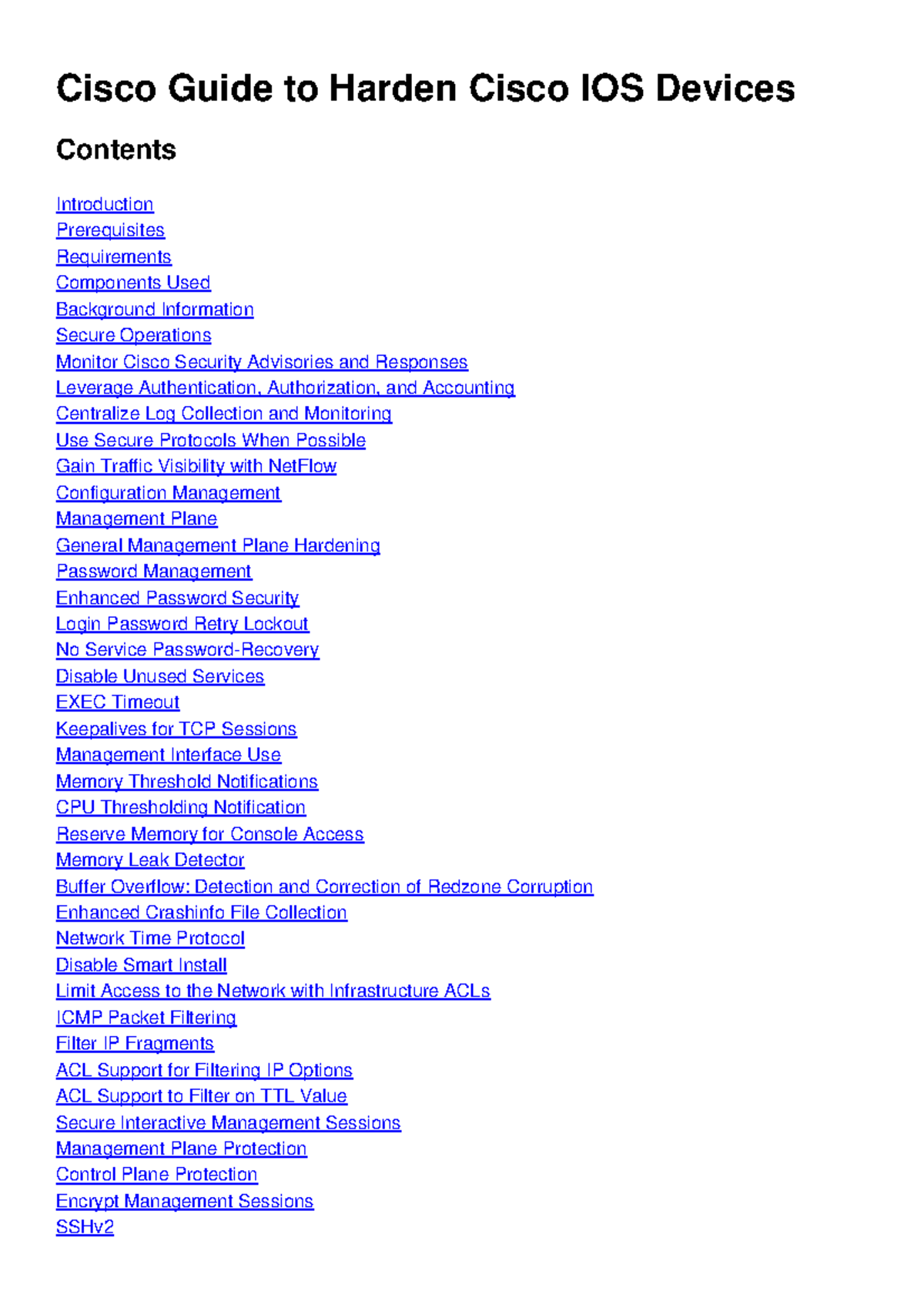 Cisco Guide to Harden Cisco IOS Devices - Cisco Guide to Harden Cisco IOS Devices Contents - Studocu