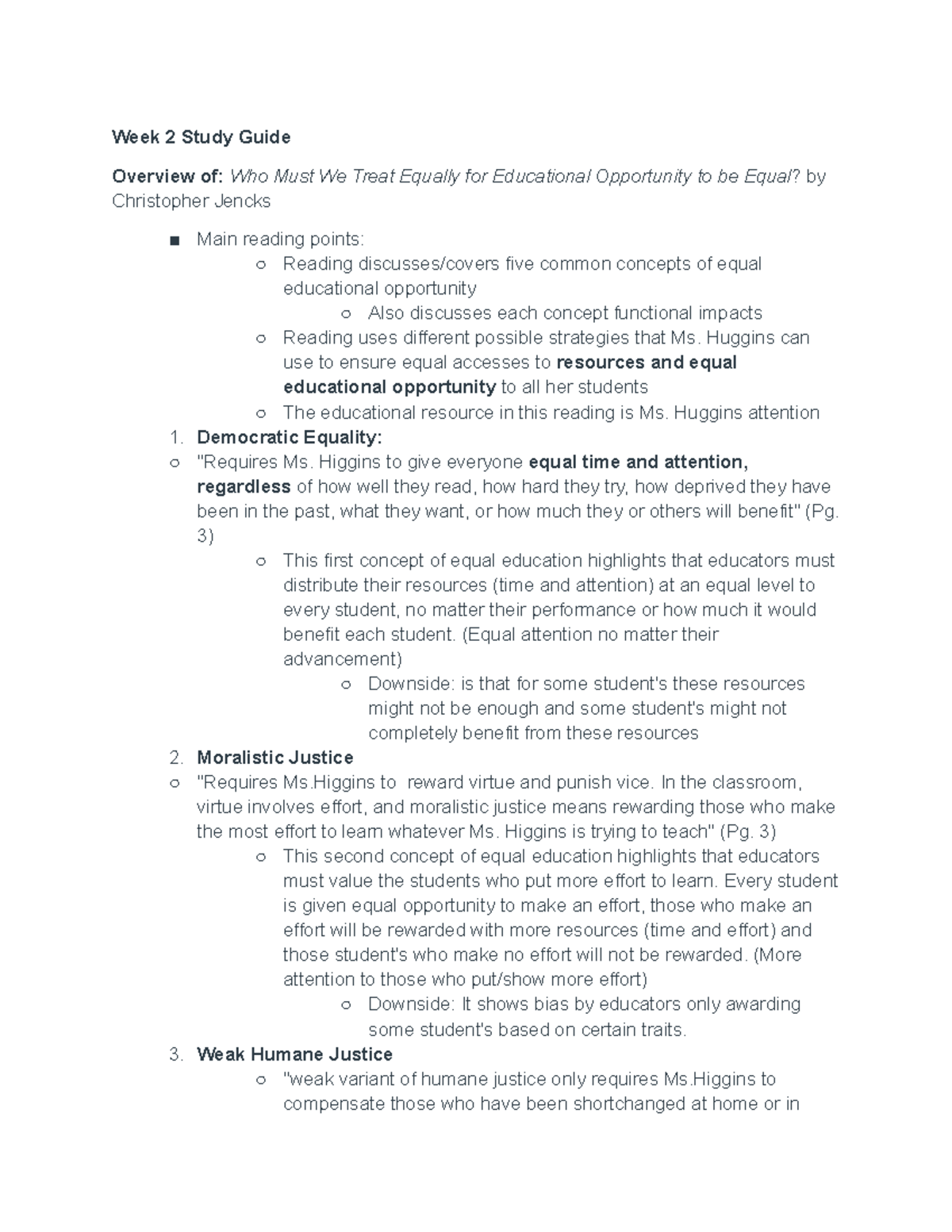 Educational Equality - Week 2 Study Guide Overview of: Who Must We ...