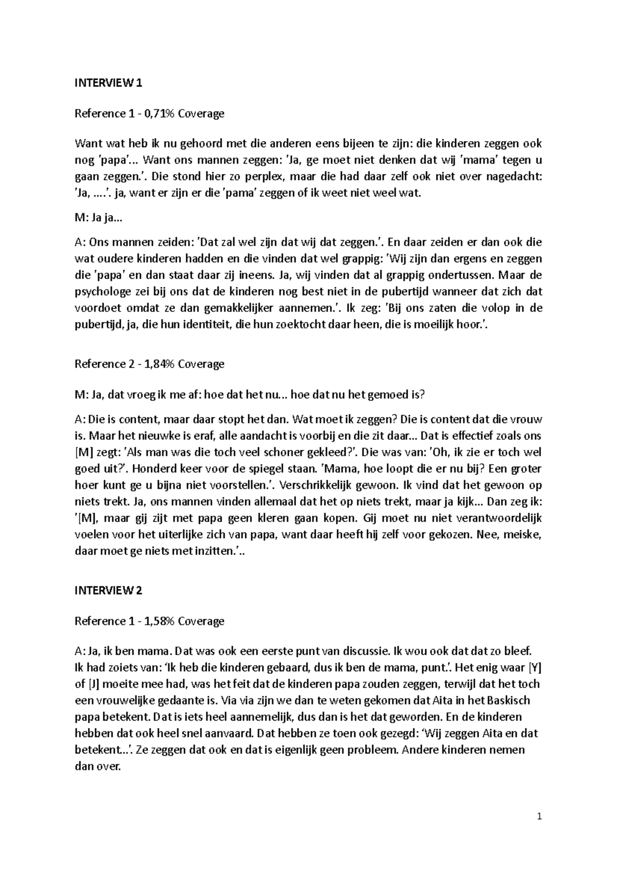 Axiaal coderen - Fragmenten - INTERVIEW 1 Reference 1 - 0,71% Coverage ...