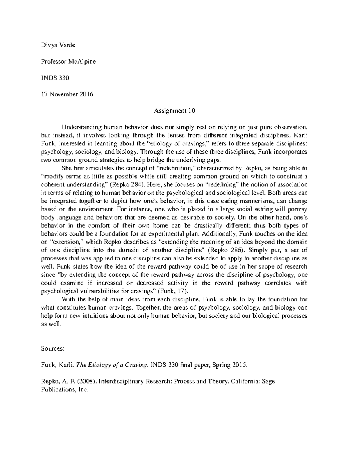 Assignment 10: Understanding Human Cravings - Divya Varde Professor ...