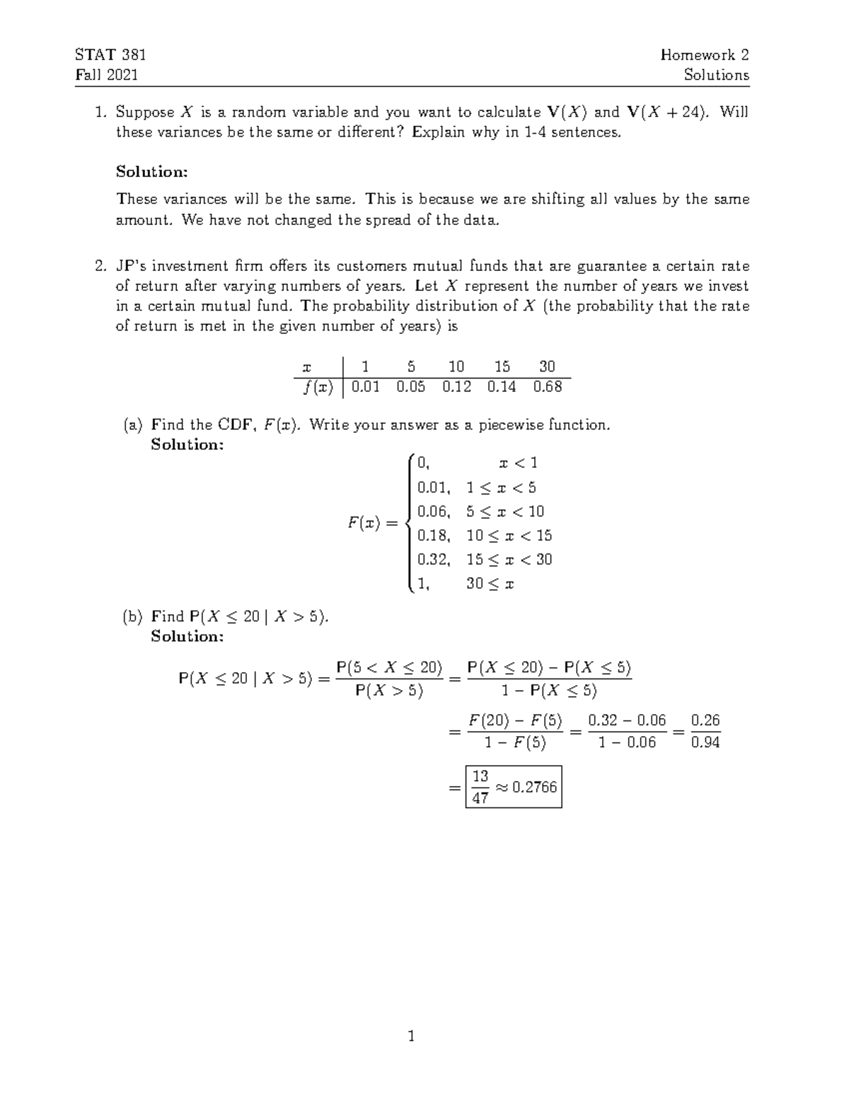 Stat381 HW02 Problems Sol - STAT 381 Fall 2021 Homework 2 Solutions ...