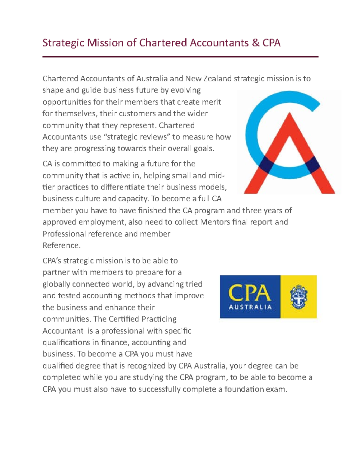 Strategic Mission of Chartered Accountants - Chartered Accountants use ...