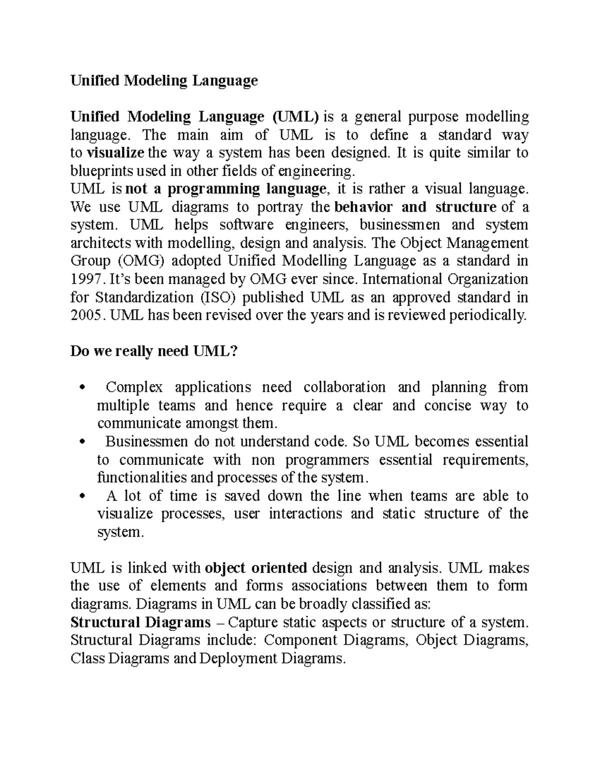 13 - notes of unit 1 - Unified Modeling Language Unified Modeling ...