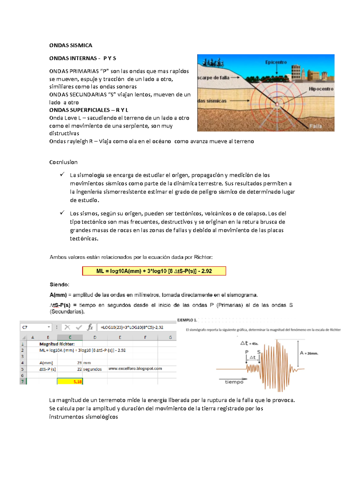 Ondas Sismica - ONDAS SISMICA ONDAS INTERNAS - P Y S ONDAS PRIMARIAS “P ...