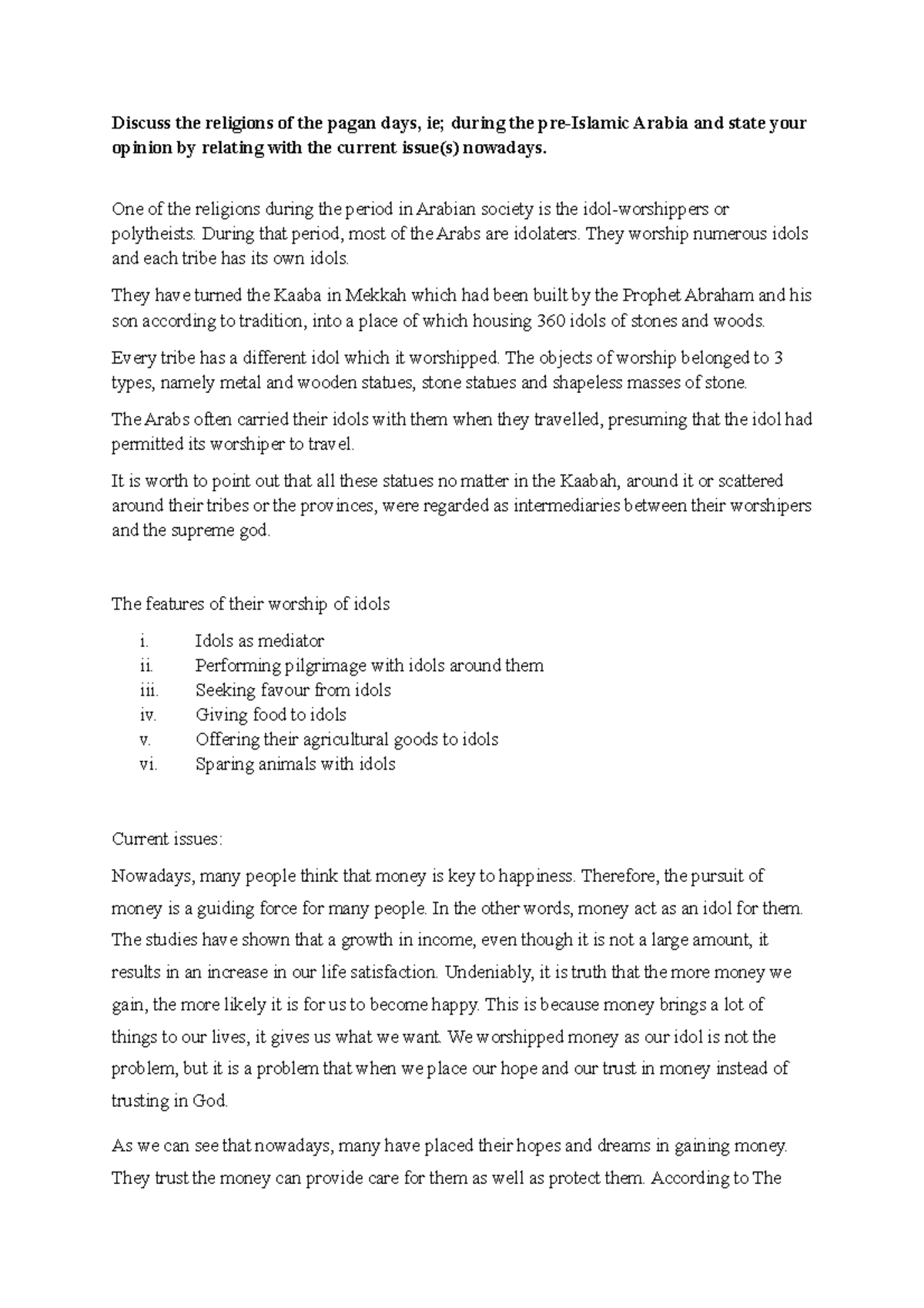 Small Presentation (Idol-worshippers) - Discuss the religions of the ...