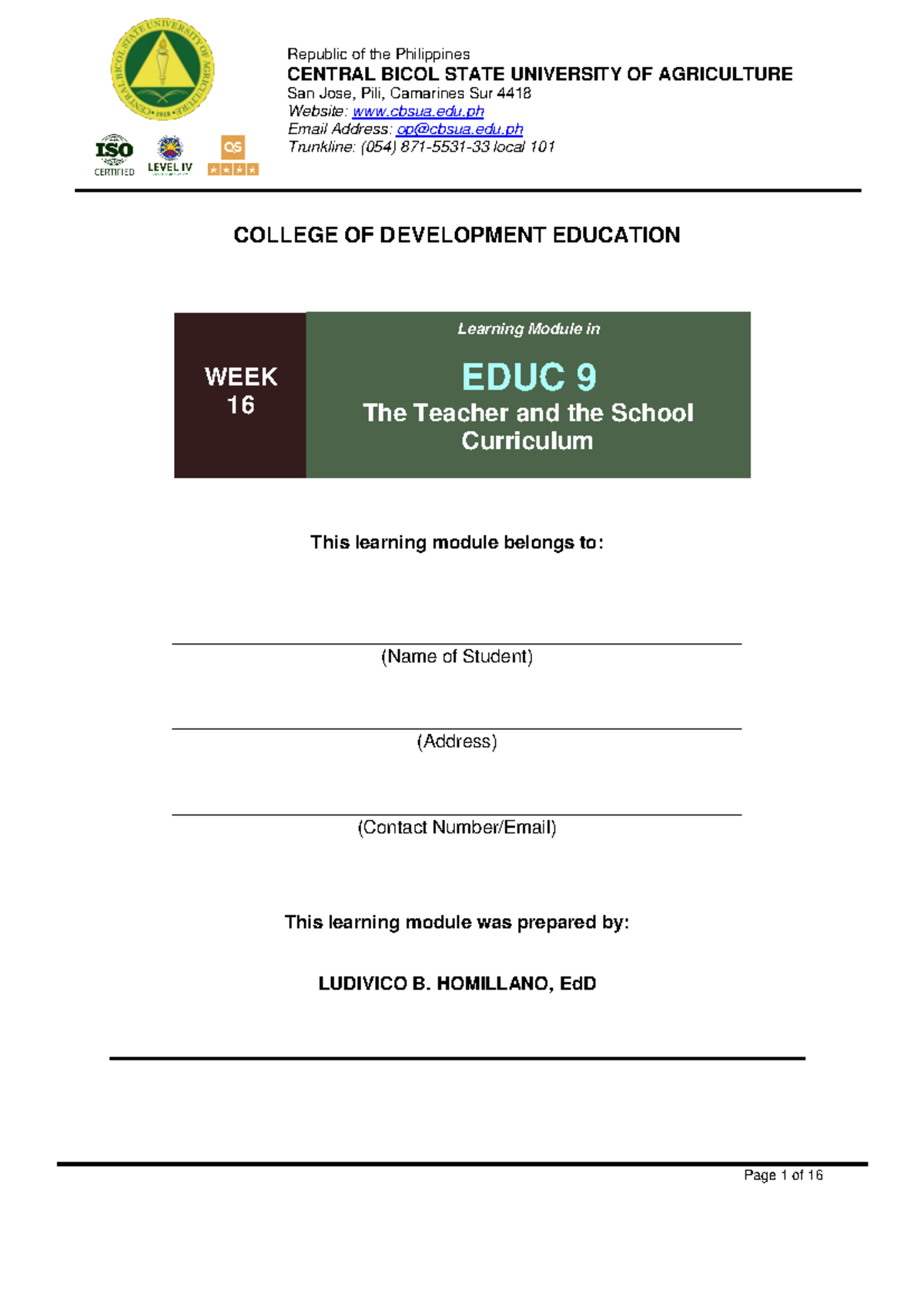 Curriculum Development Reforms and Enhancement - CENTRAL BICOL STATE ...