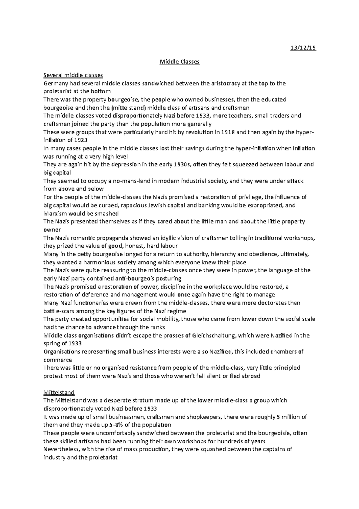 The Middle Classes - 13/12/ Middle Classes Several middle classes ...