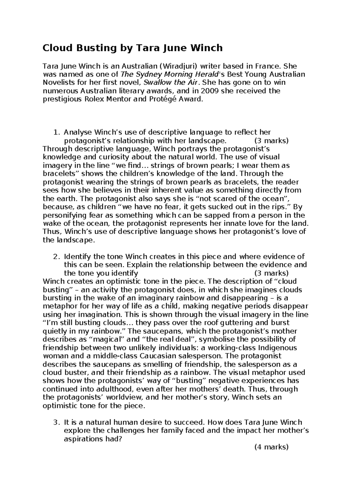 Cloud Busting by Tara June Winch - She was named as one of The Sydney Morning Herald's Best ...