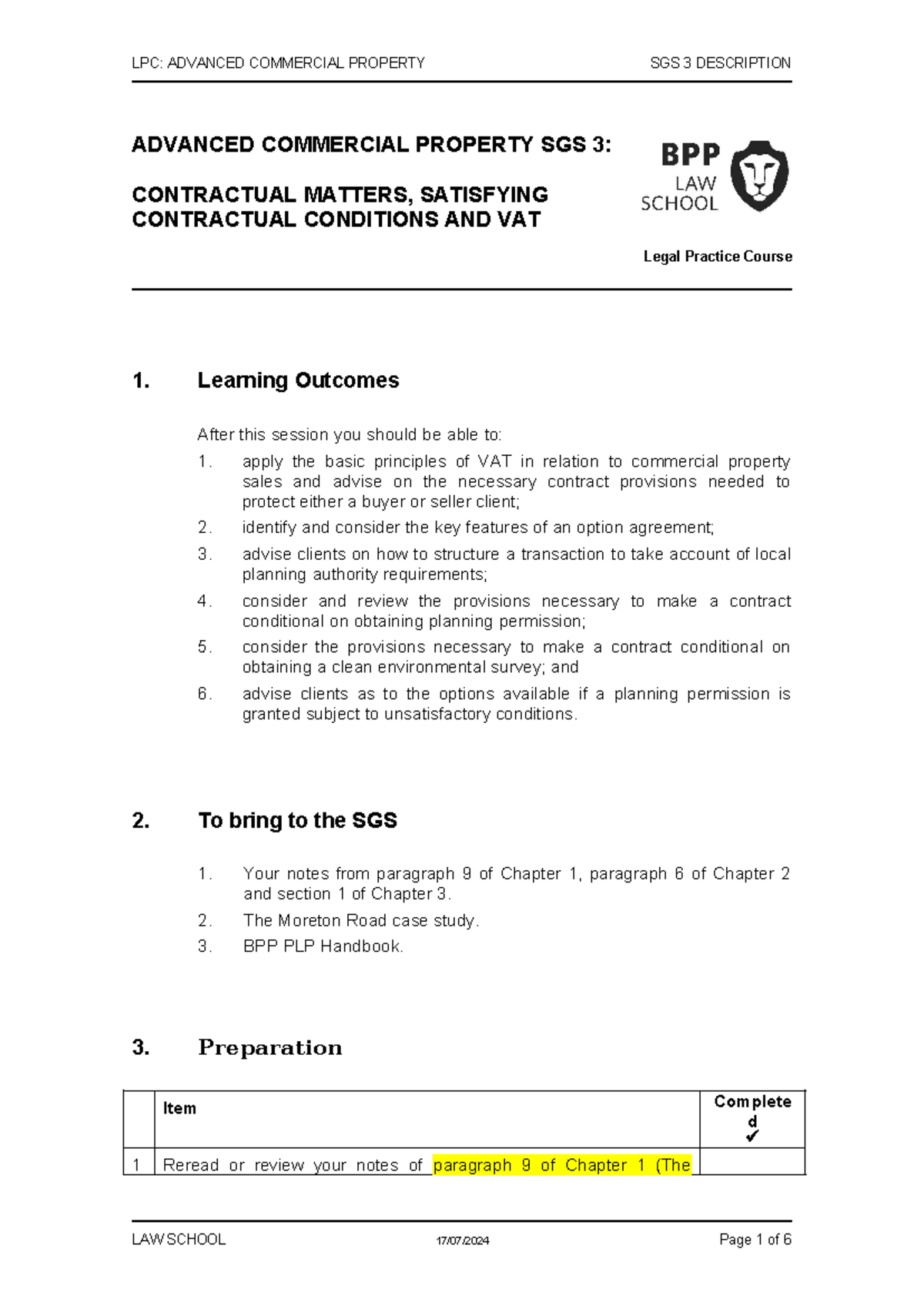 ACP SGS 3 Description 2324 - LPC: ADVANCED COMMERCIAL PROPERTY SGS 3 ...