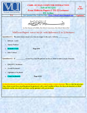 CS408 Final Term MCQs By Arslan vu students - Solved MCQ(S) From ...