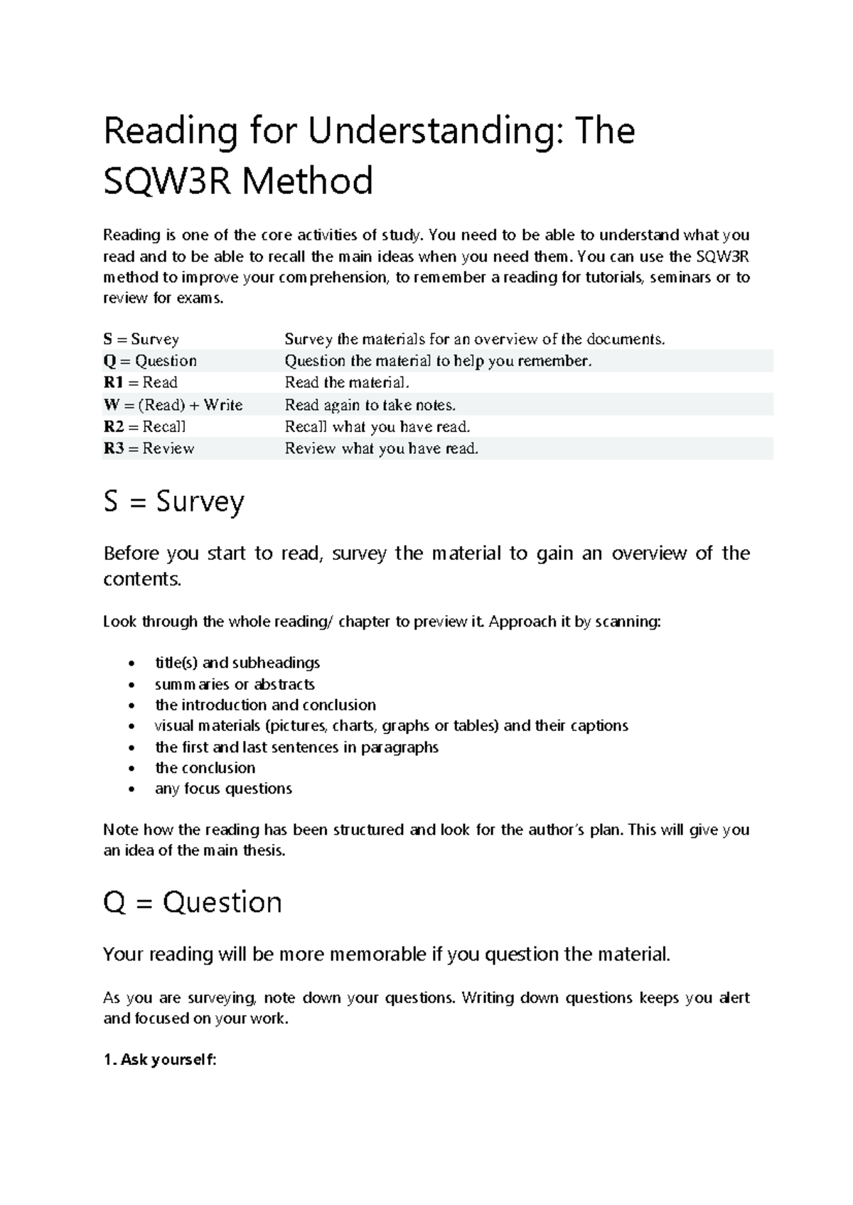 Reading for Understanding - You need to be able to understand what you ...