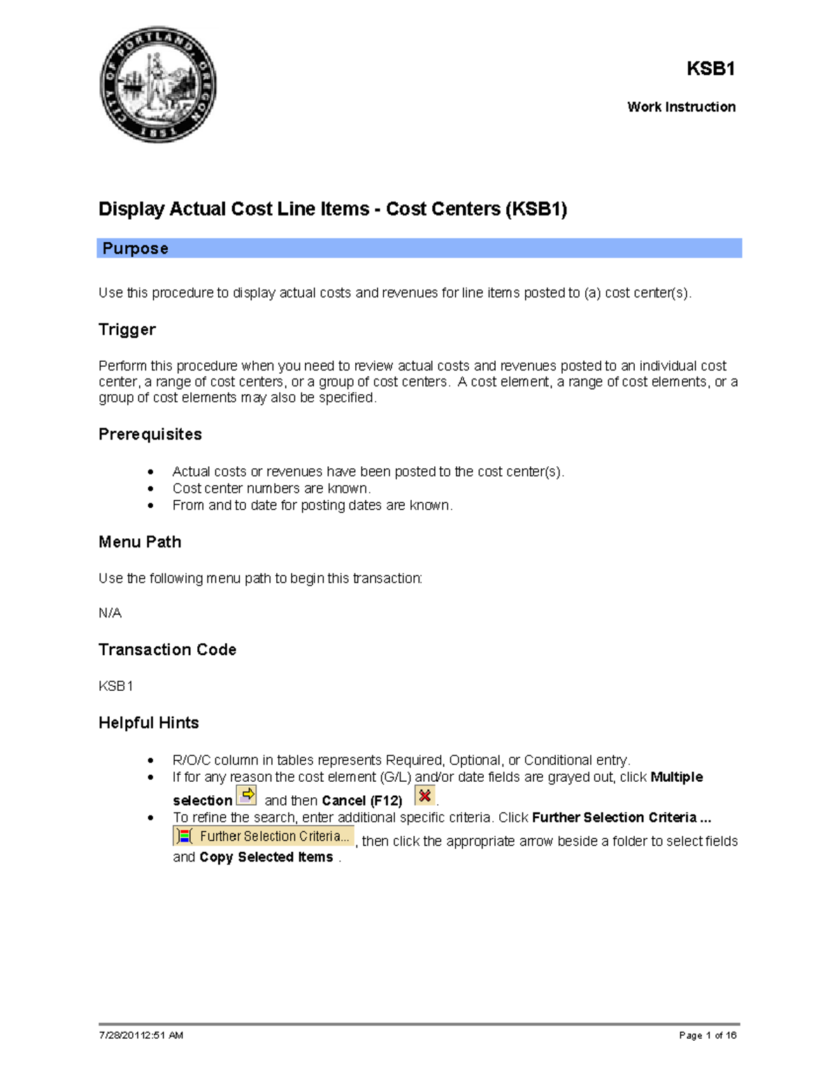 ksb1disp-act-cost-cost-center-work-instruction-display-actual-cost