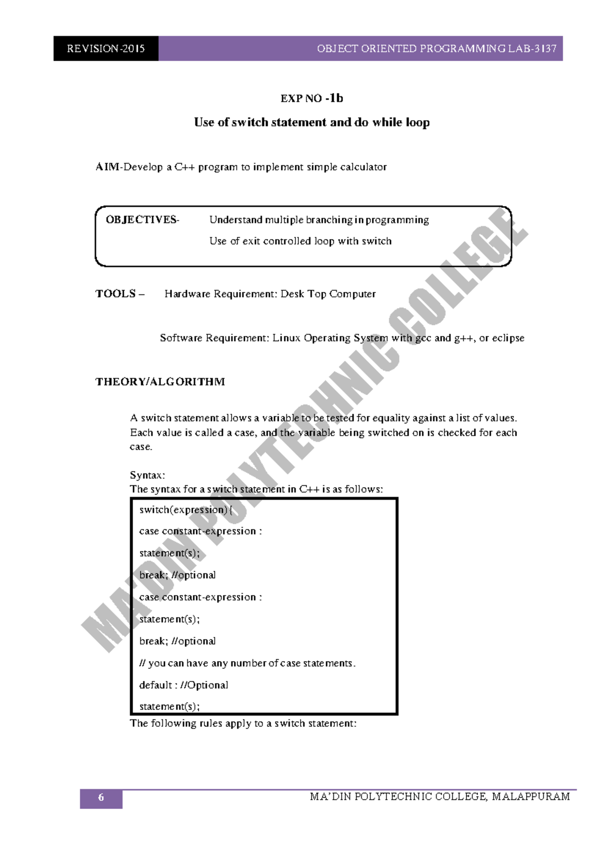 do while loop in c++ - OBJECTIVES- Understand multiple branching in ...