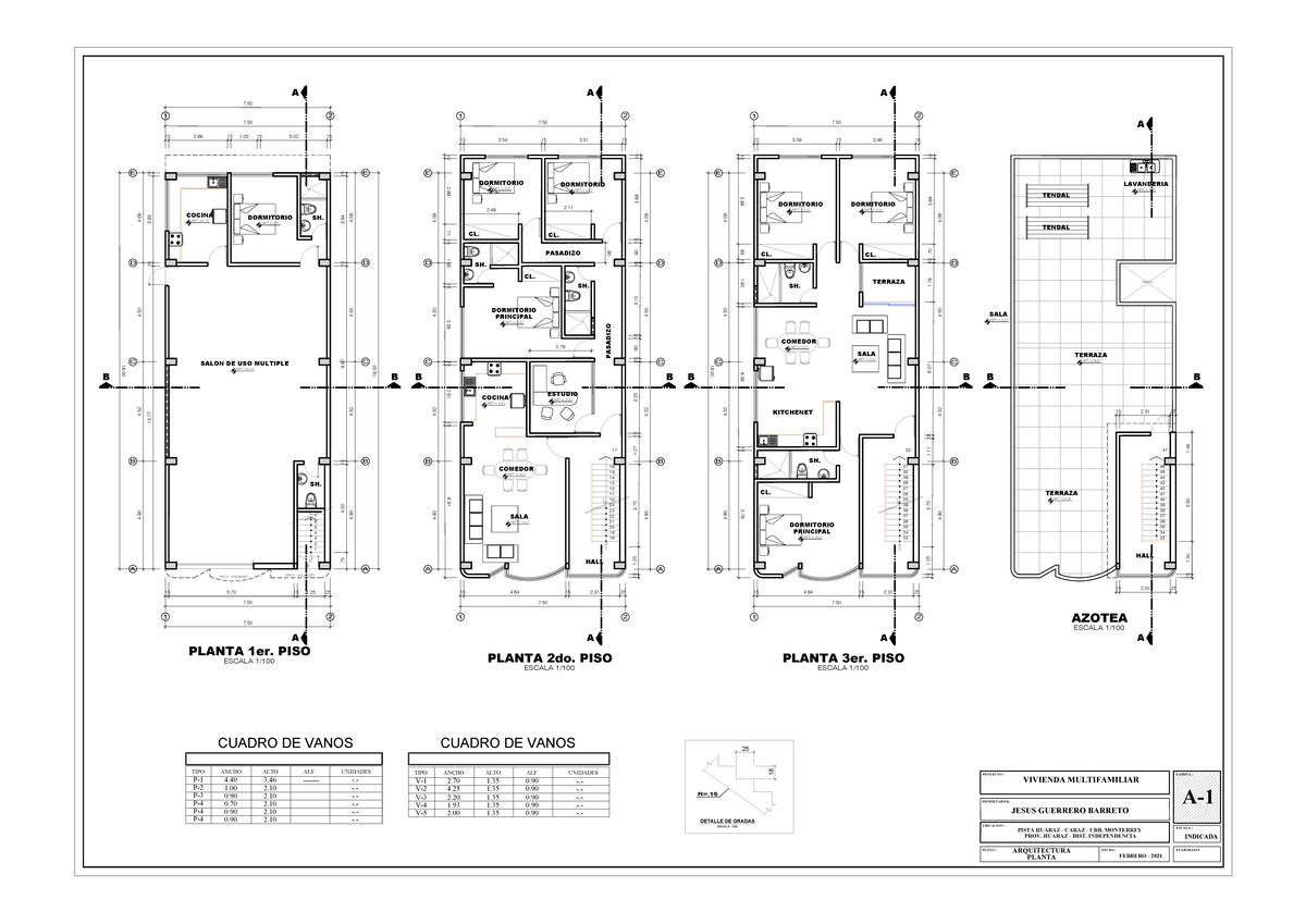CASO NO Adecuado - PLANTA 2do. PISO ESCALA 1/ DORMITORIO NPT.+ 3 DORMITORIO NPT.+ 3. PRINCIPAL ...