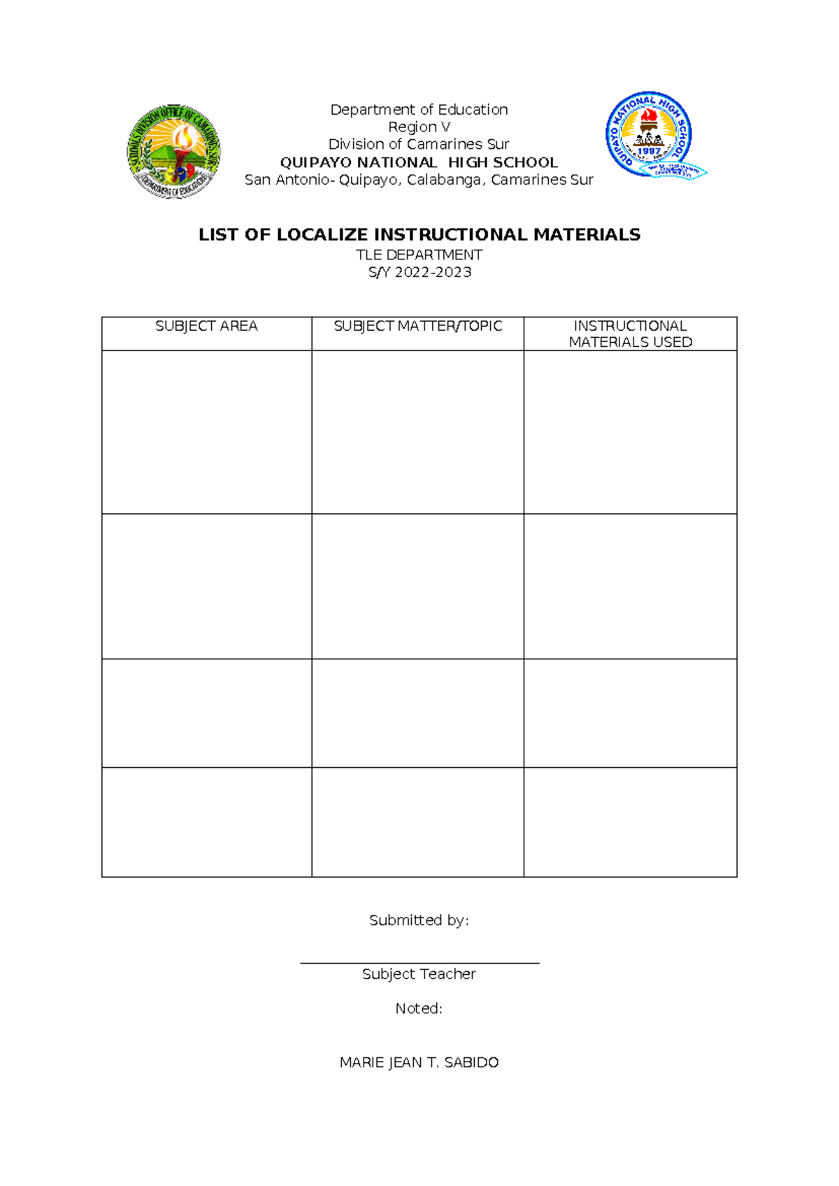 Template for localize instructional materials instructional materials ...
