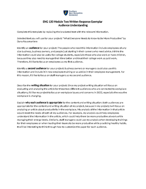 ENG 130 Module Five Analysis of a Written Work for a First Audience APA ...